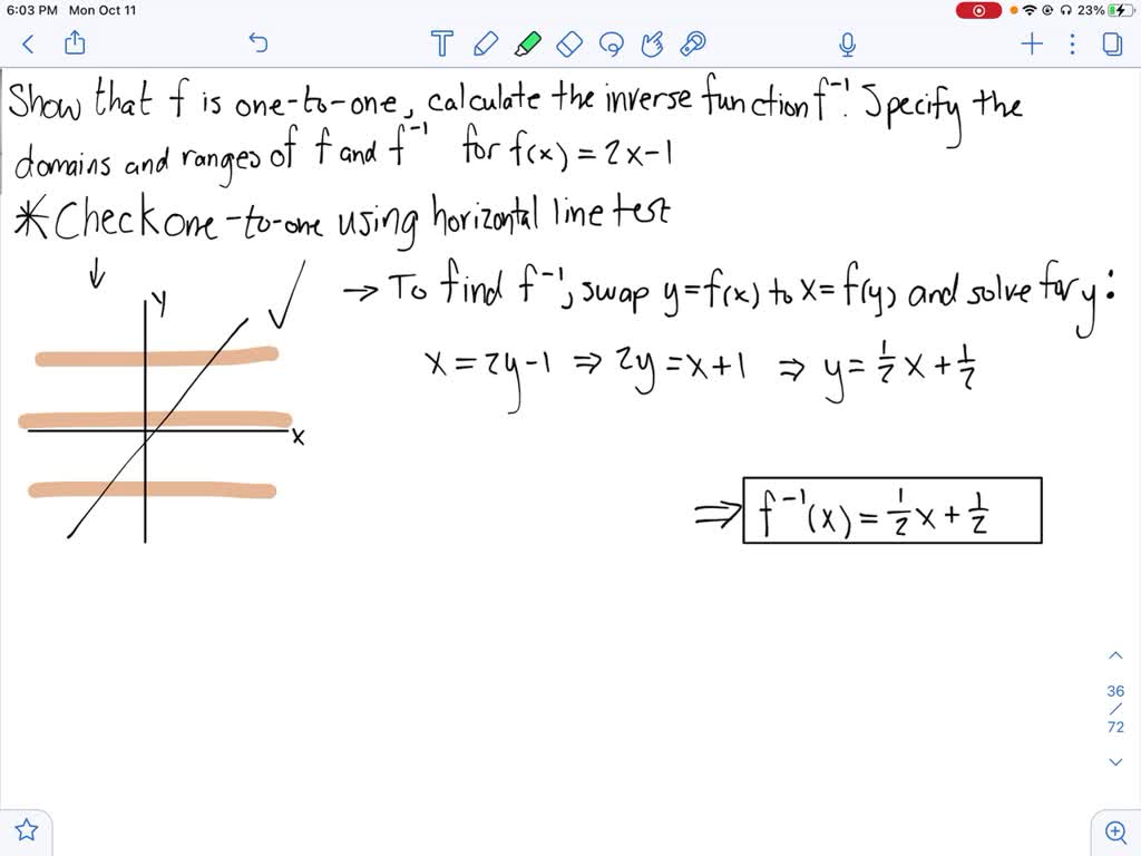 SOLVED:Show that the functions are one-to-one, and calculate the ...