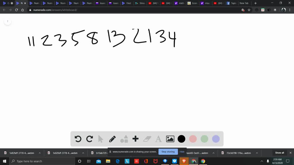 The Fibonacci sequence is 1,1,2,3,5,8,13, …After the first two numbers ...