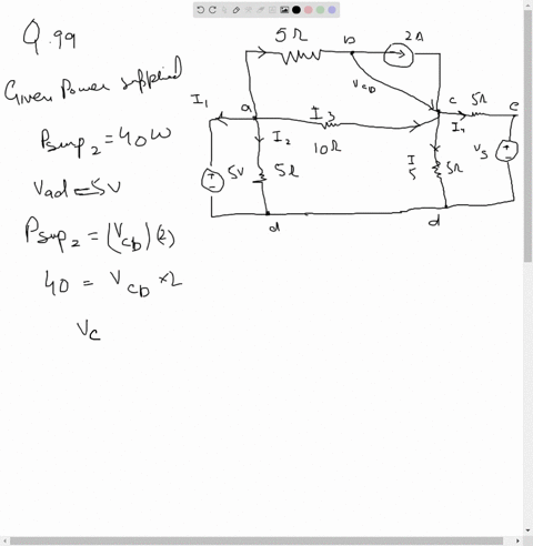 SOLVED:If the power supplied by the 2 -A current source is 40 W find VS and the power absorbed ...