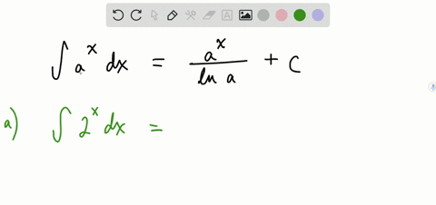 SOLVED:Derive the integration formula ∫a^x d x=(a^x)/(lna)+C, a>0, a ≠1 ...