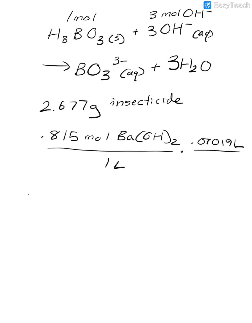 SOLVED:An insecticide used to control cockroaches contains boric acid ...