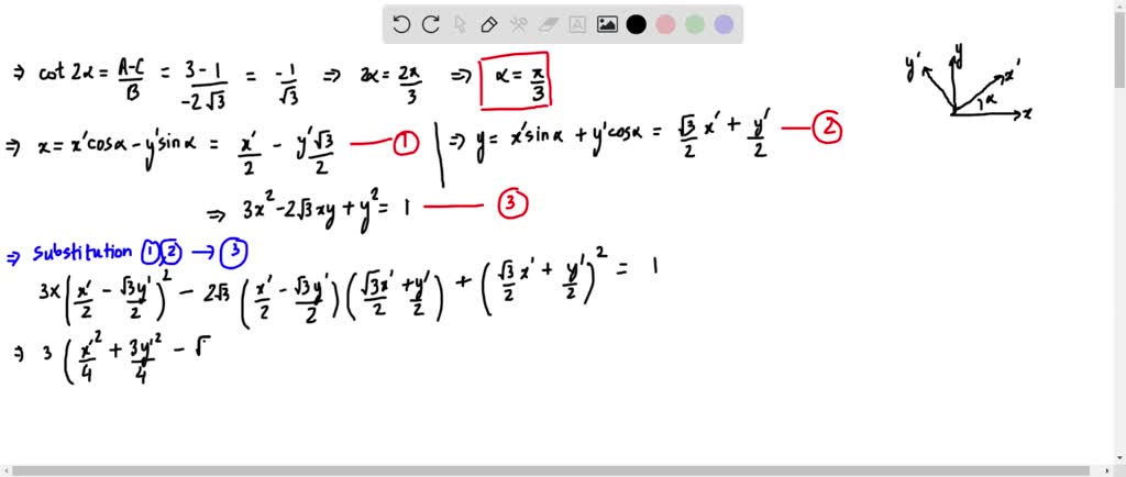 SOLVED:Rotate the coordinate axes to change the given equation into an ...
