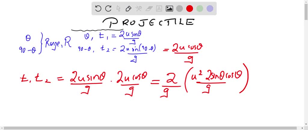 Solved A Projectile Can Have The Same Range R For Two Angles Of Projection It T1 And T2 Be The
