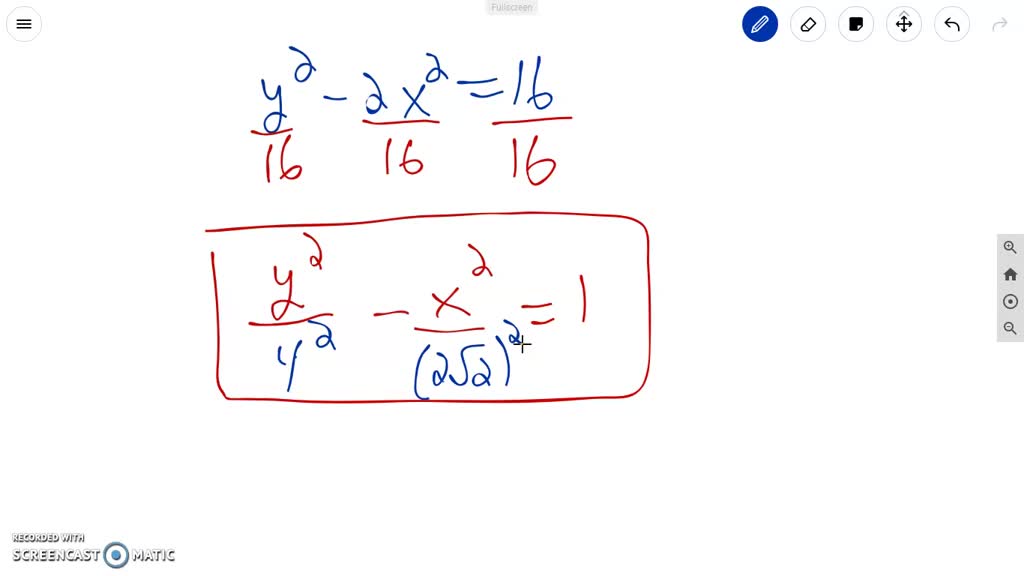 SOLVED:Write the equation of each hyperbola in standard form ...