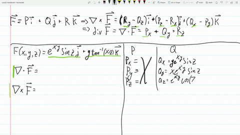 SOLVED:Find (a) the curl and (b) the divergence of the vector field. F(x, y, z ^x+ sinz J+y tan ...