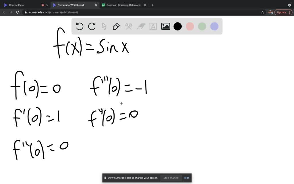 Plot on the same axes the given function along with the Maclaurin polynomials of orders 1,2,3 ...