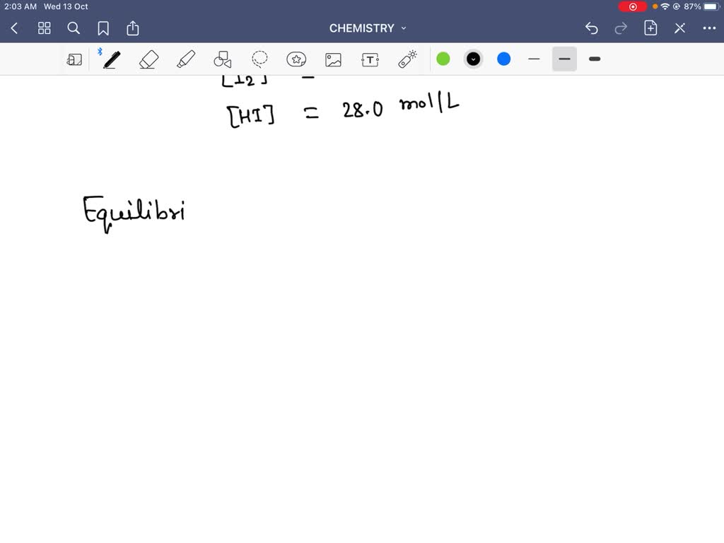 SOLVED:For the reaction, H2+I2 ⇌2 HI the equilibrium concentration of ...