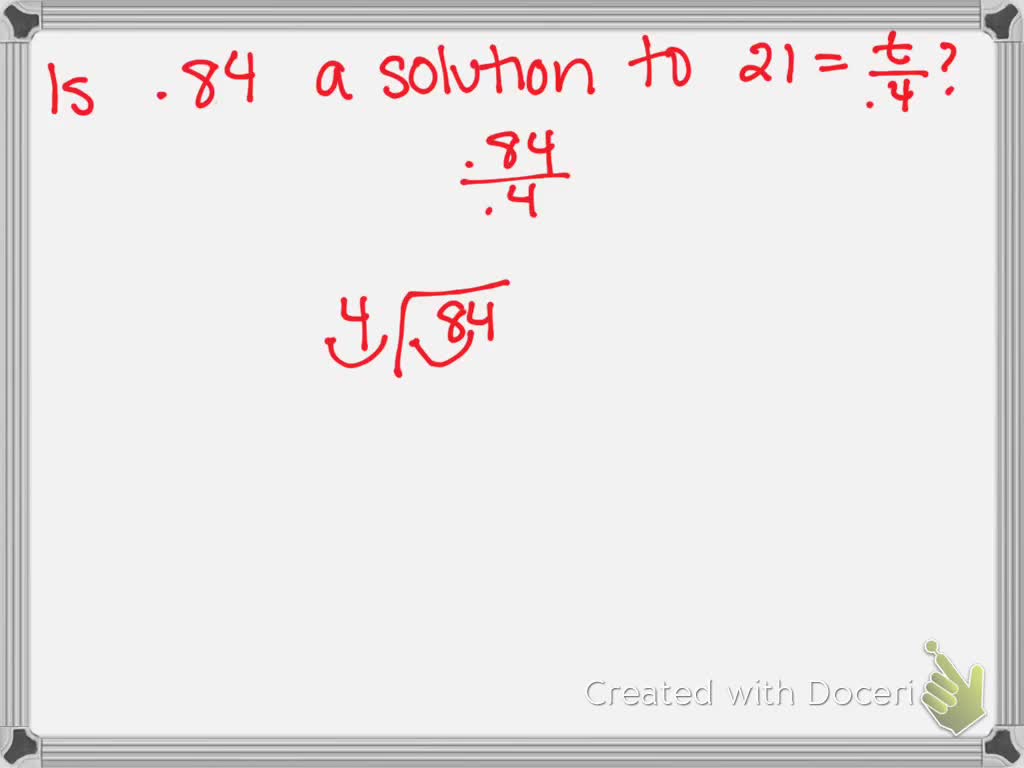 SOLVED:Evaluate the variable expression (x)/(y) for the given values of x and y, Is 0.84 a ...