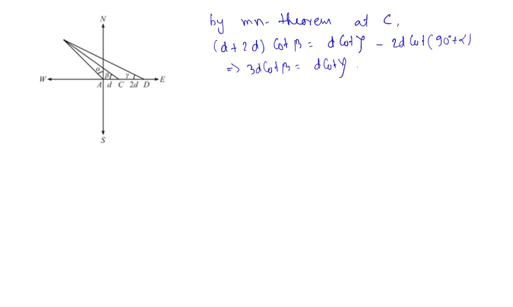 SOLVED:Three poles whose feet A, B, C lie on a circle subtend angles α ...