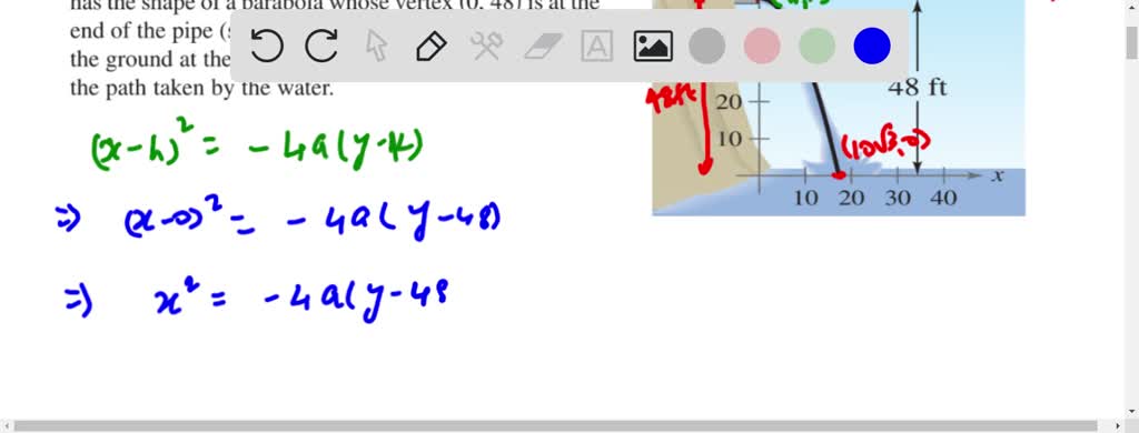 SOLVED:Water is flowing from a horizontal pipe 48 feet above the ground ...