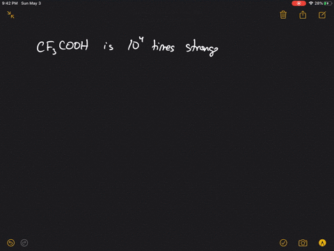 SOLVED:Trifluoroacetic acid, CF3 COOH, is more than 10^4 times as ...