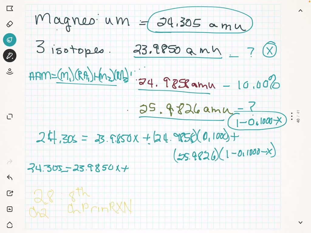 SOLVED:Magnesium (average atomic mass =24.305 amu) consists of three ...