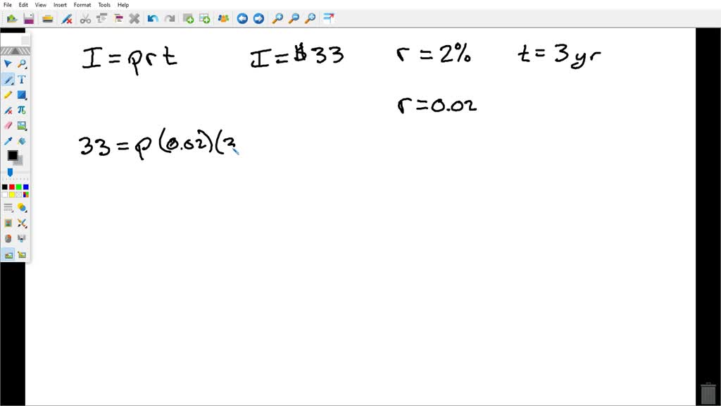 SOLVED:Simple interest 1 in dollars is calculated using the formula I=p ...