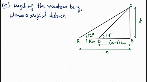 ⏩SOLVED:A woman measures the angle of elevation of a mountaintop as ...