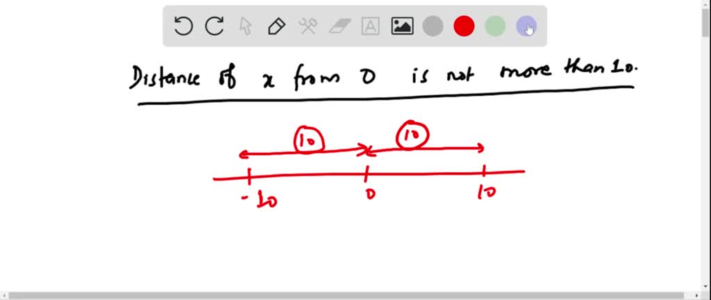 SOLVED:The distance between x and -10 is at least 6
