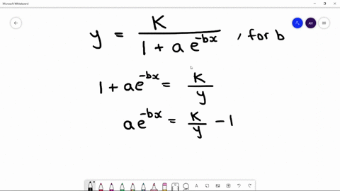 SOLVED:Solve each equation for indicated variable. Use logarithms with the appropriate bases. y ...