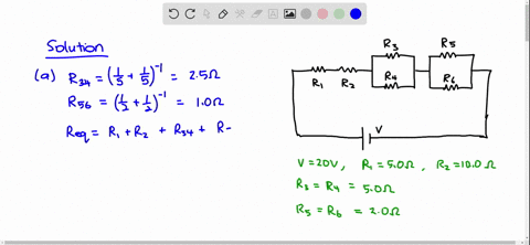 SOLVED:As shown in the figure, a circuit consists of an emf source with V=20.0 V and six ...