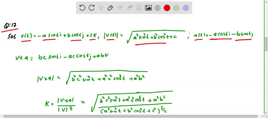 SOLVED:i) Determine the curvature and torsion of the "elliptical helix ...