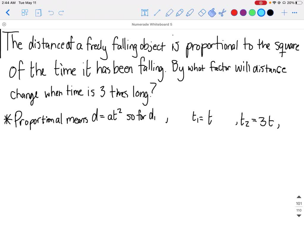The distance a freely falling object drops, starting from rest, is ...