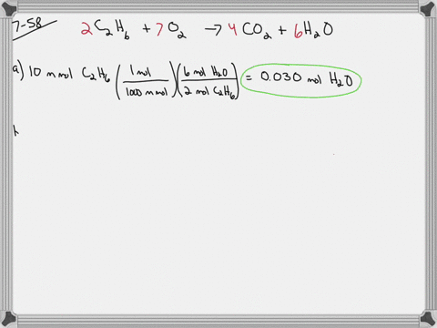 Use the balanced equation for the combustion of ethane to complete the ...