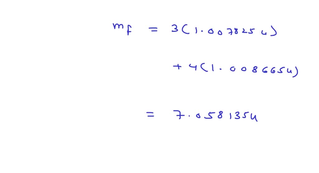 SOLVED:The atomic mass of lithium-7 is 7.016003 u. How much energy is ...