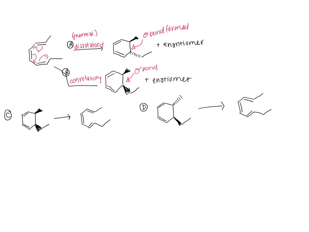 SOLVED:Draw the product of each electrocyclic reaction. a. the thermal ...