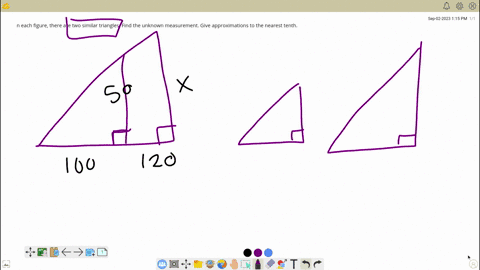 SOLVED:In each figure, there are two similar triangles. Find the ...