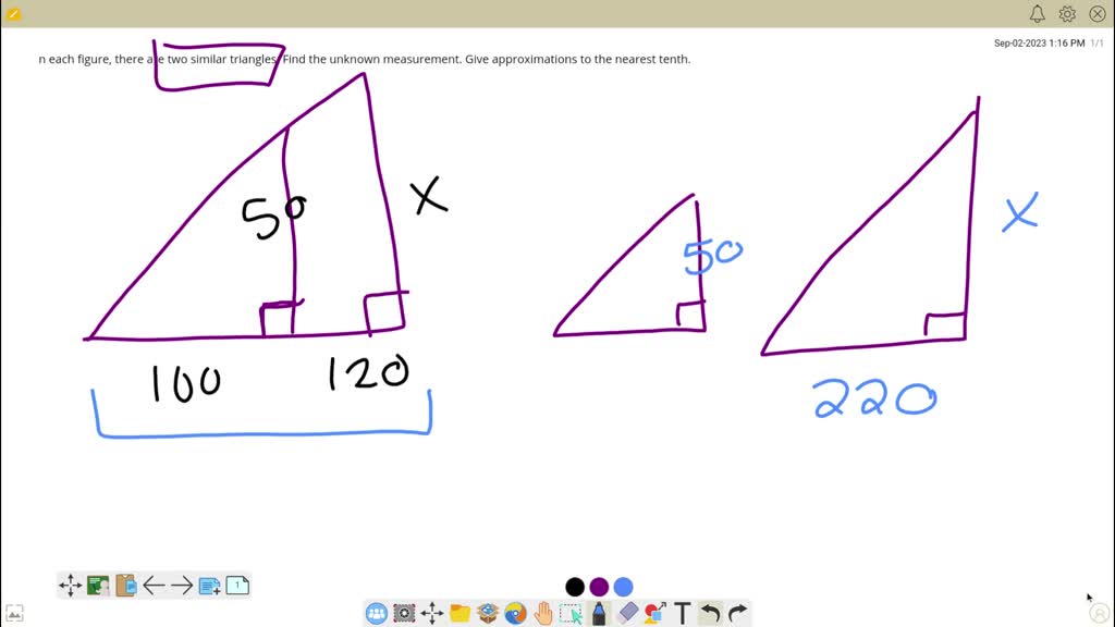 SOLVED:In each figure, there are two similar triangles. Find the ...