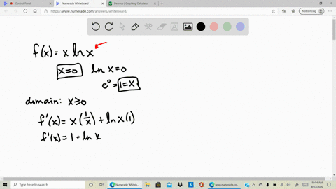 SOLVED:Determine all significant features by hand and sketch a graph. f(x)=x lnx