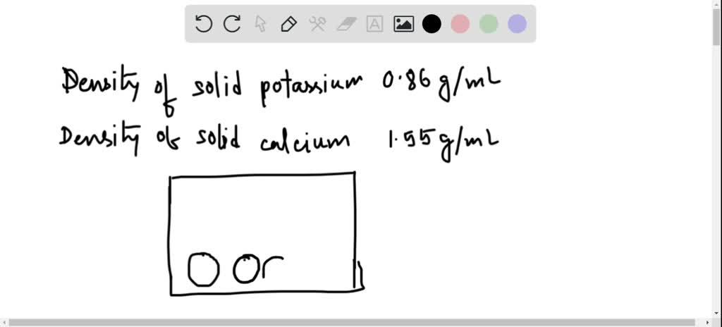 SOLVED:The density of solid potassium is 0.86 g / mL. The density of ...