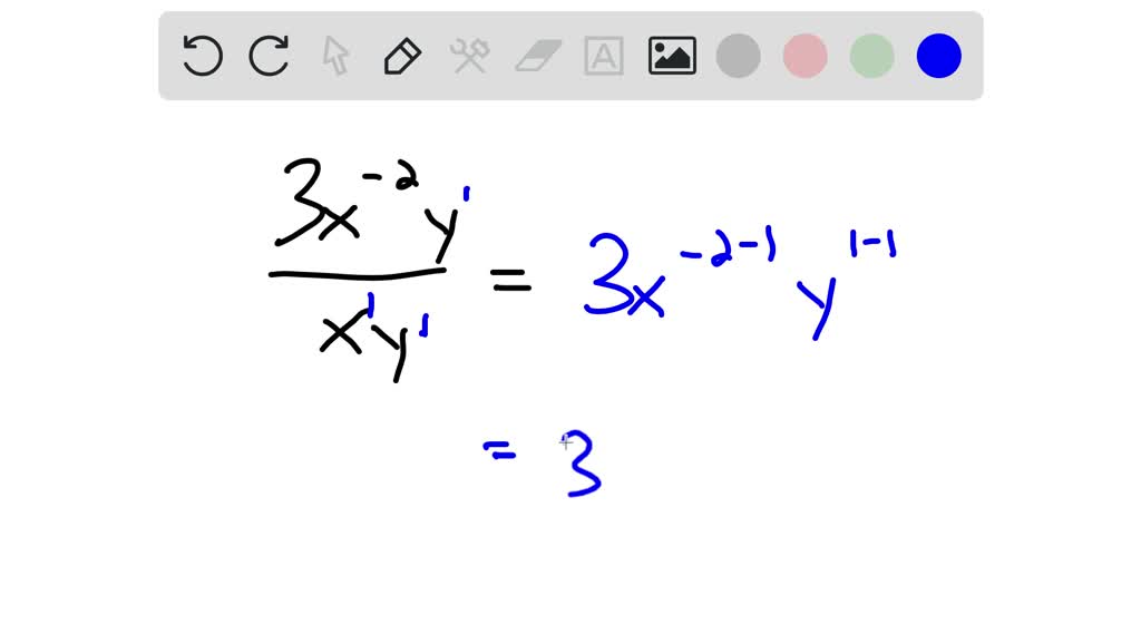 SOLVED:For Exercises, simplify. \frac{3 x^{-2} y}{x y}