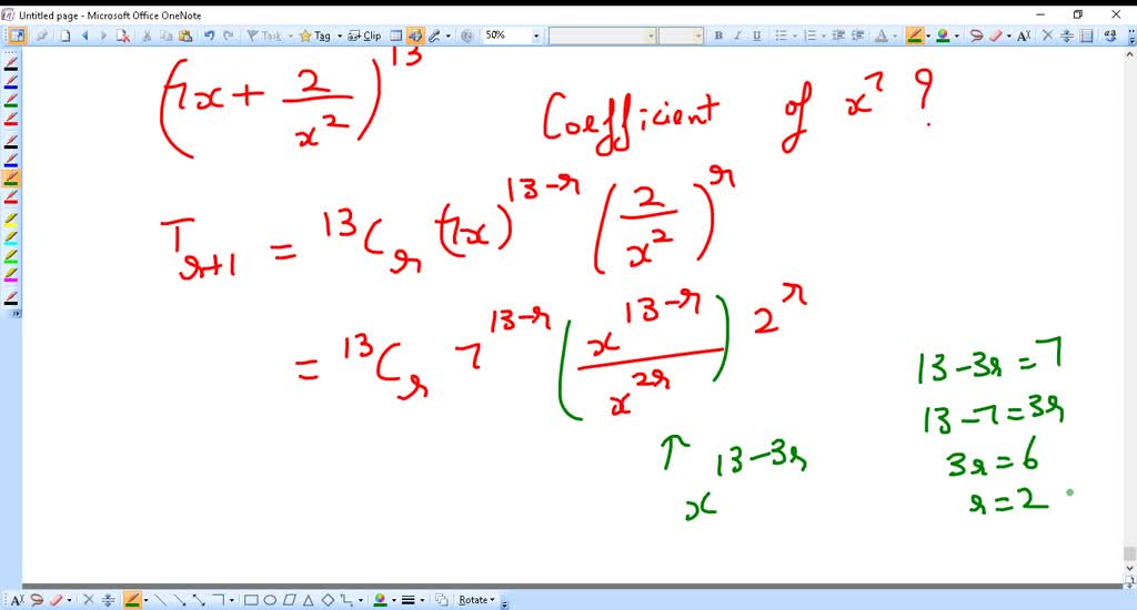 SOLVED:Find the coefficient of x^7 in the expansion of (7 x+(2)/(x^2 ...
