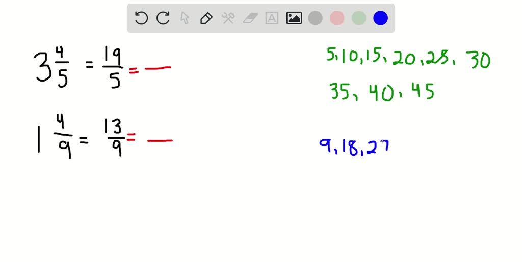 SOLVED:Find each sum or difference, and write it in lowest terms. See Examples 5-7. 3 (4)/(5)-1 ...