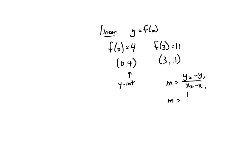 ⏩SOLVED:Write a rule for a linear function y=f(x), given that f(0)=4 ...