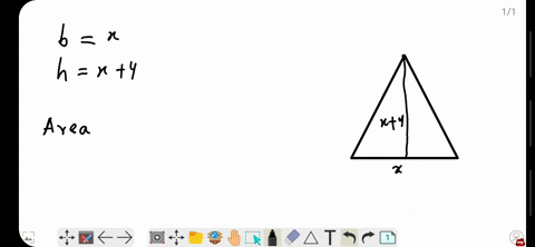 SOLVED:Find the area of the triangle with base b and height h . b=2 x ...