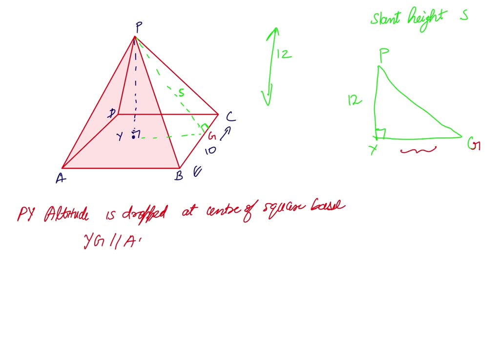 SOLVED 1 2 CA Slant Height Of A Square based Pyramid Is The Base