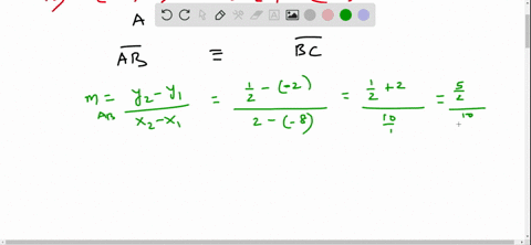 SOLVED:Determine whether the points lie on a straight line. A(-1,7), B(2,-2), \text { and } C(5,-9)