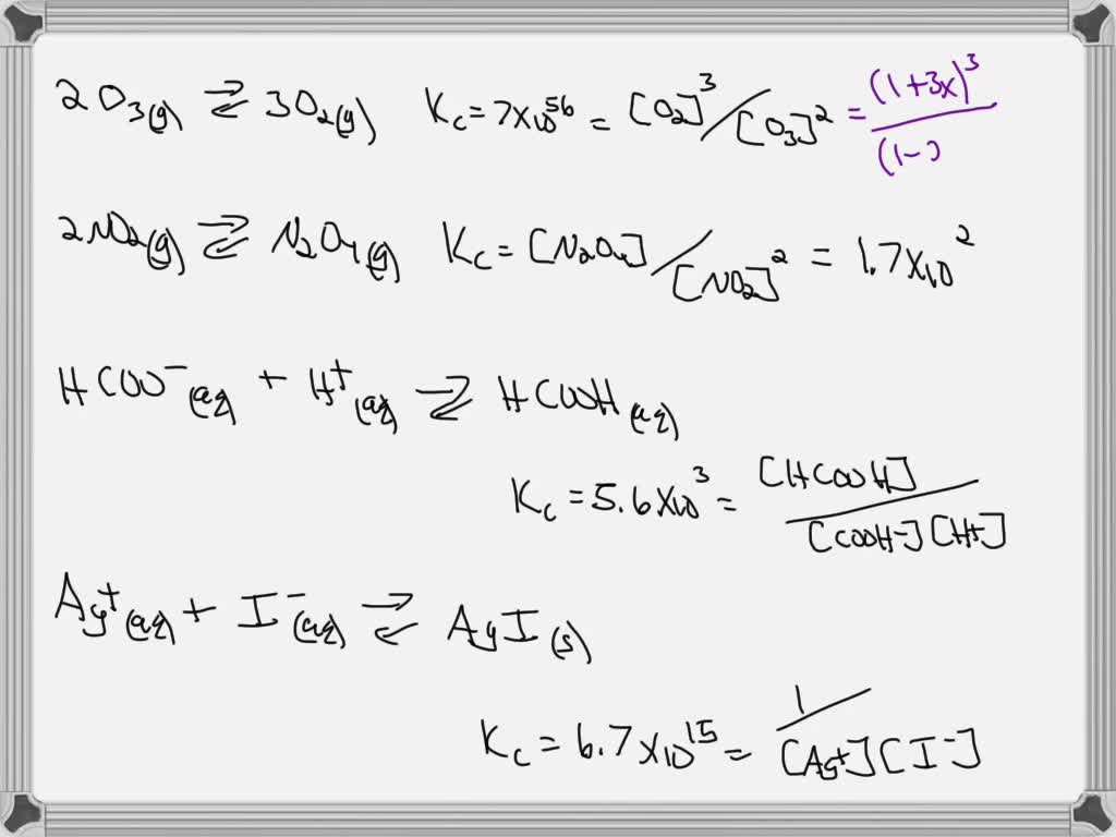 Write equilibrium constant expressions, in terms of reactant and ...