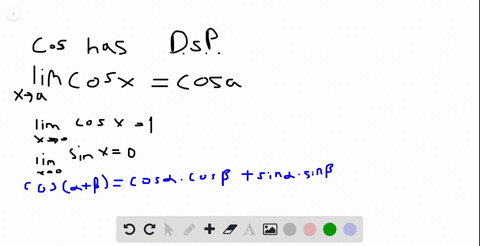 SOLVED:Prove that cosine has the Direct Substitution Property.