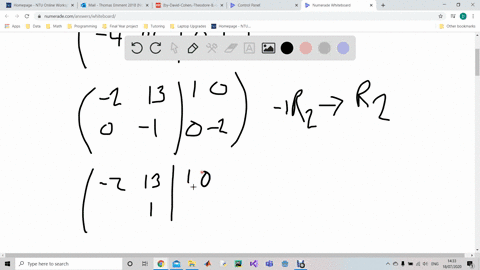SOLVED:Compute the inverse matrix, if it exists, using elementary row ...