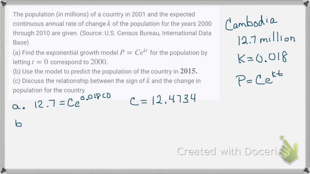 ⏩SOLVED:The population (in millions) of a country in 2001 and the ...