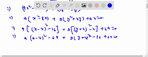 SOLVED:Convert each equation to standard form by completing the square on x and y. Then graph ...