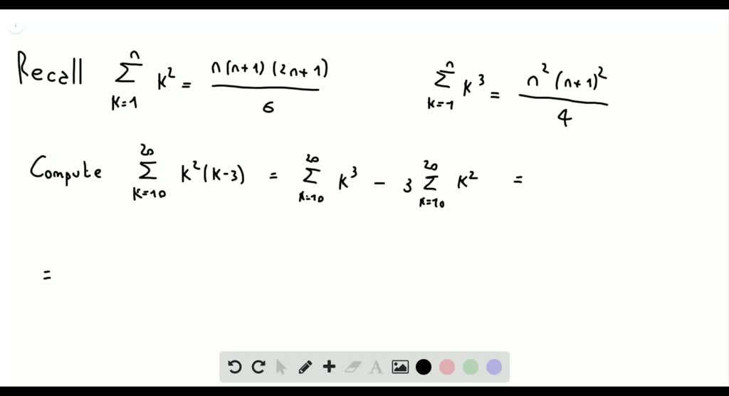 Find ∑k=10^20 k^2(k-3) . (Use Table 2.) | Numerade