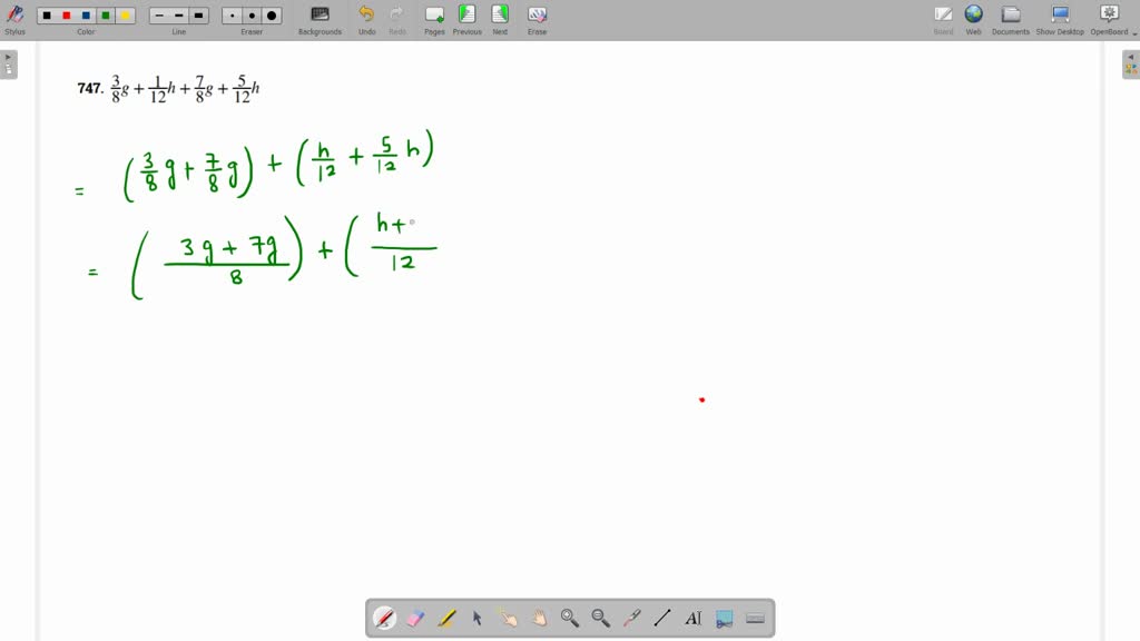 SOLVED Simplify frac 3 8 G frac 1 12 H frac 7 8 G frac 5 12 H