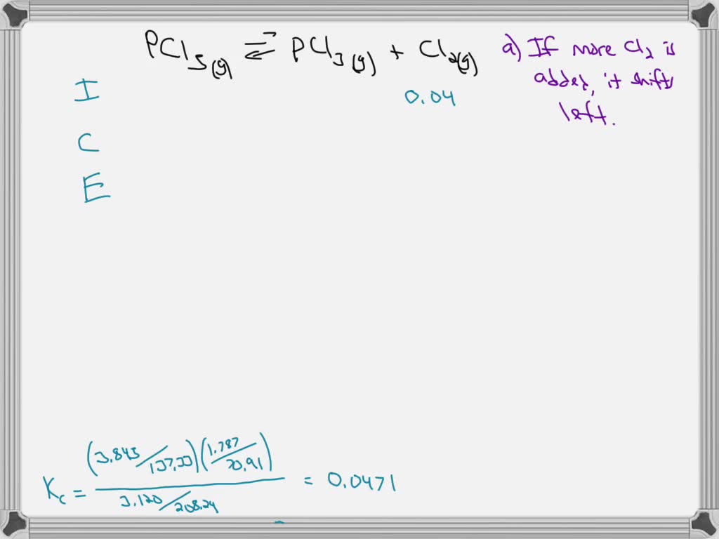 SOLVED:Phosphorus pentachloride decomposes to phosphorus trichloride ...