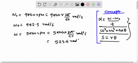 SOLVED:A centrifuge rotating initially at 9000 rpm slows to 5000 rpm ...