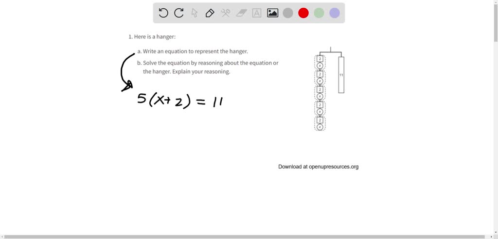 SOLVED:Here is a hanger: a. Write an equation to represent the hanger ...