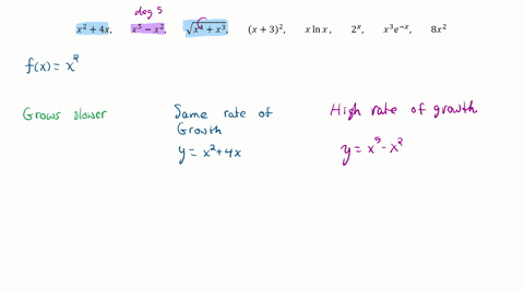 SOLVED:Which of the following functions grow faster than x^2 as x →∞ ...