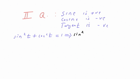 SOLVED: If cost=-(1)/(4) and t ends in the second quadrant, find the exact values of sint and ...