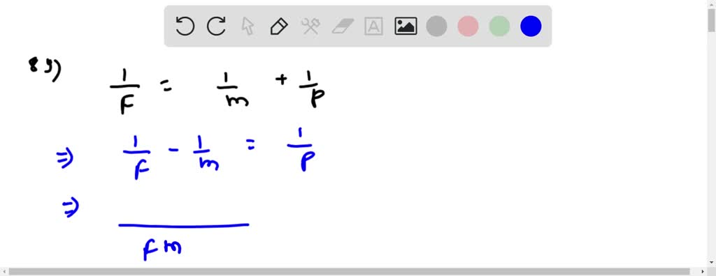 SOLVED:Solve. (1)/(F)=(1)/(m)+(1)/(p), for p (A formula from optics)